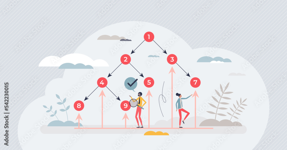 Vetor de Bottom view of binary tree as data structure with nodes tiny ...