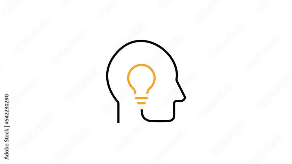 Cool linear animation head with idea icon. Cool animation. Linear ...