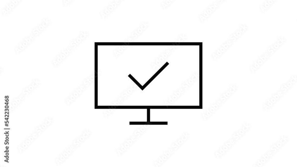 Cool linear animated desktop icon with confirmed sign. Loop animation ...