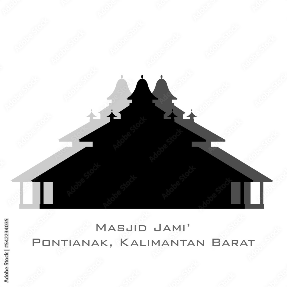 Landmark Jami' Mosque (masjid), Pontianak, Kalimantan barat in a simple ...
