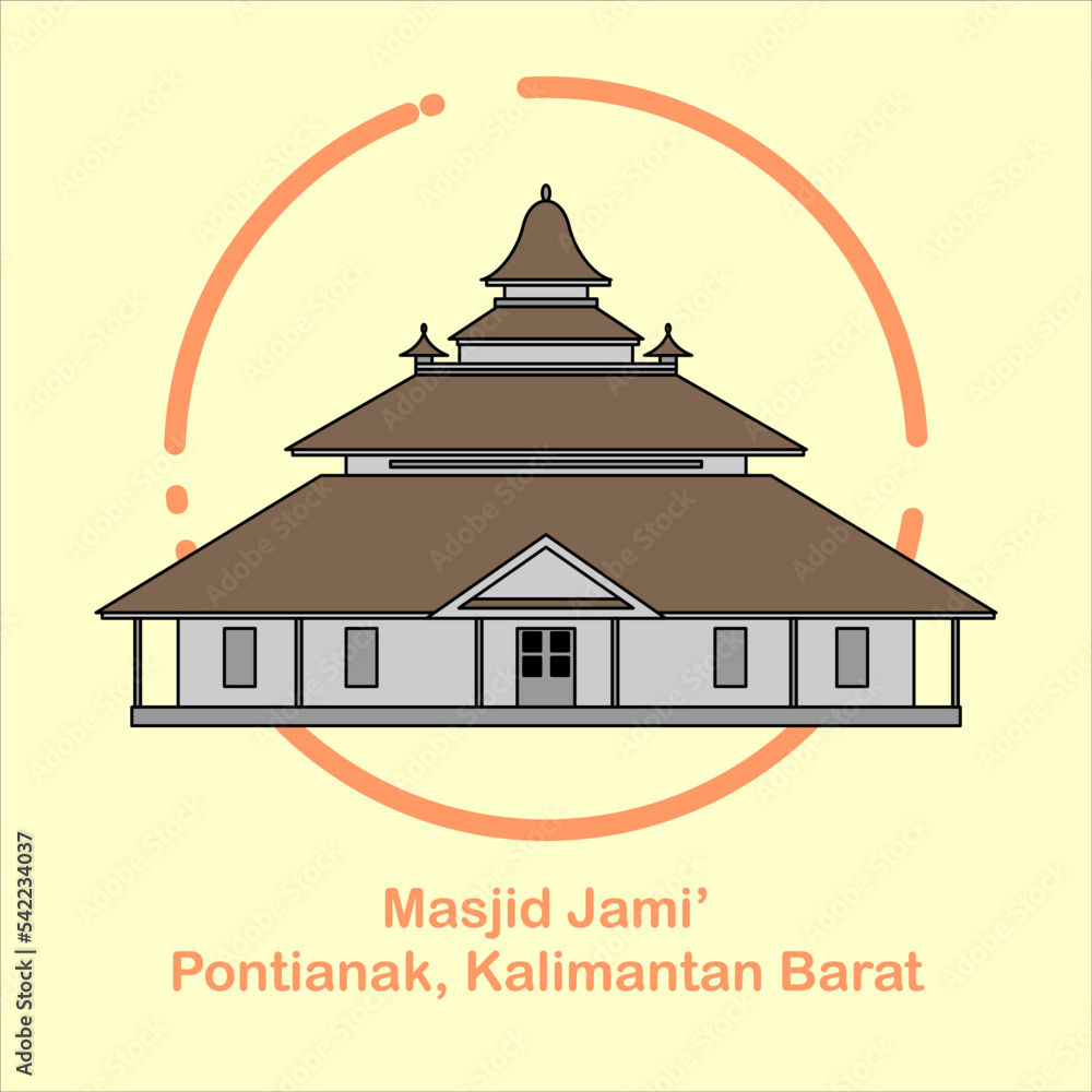 Landmark Jami' Mosque (masjid), Pontianak, Kalimantan barat in a simple ...
