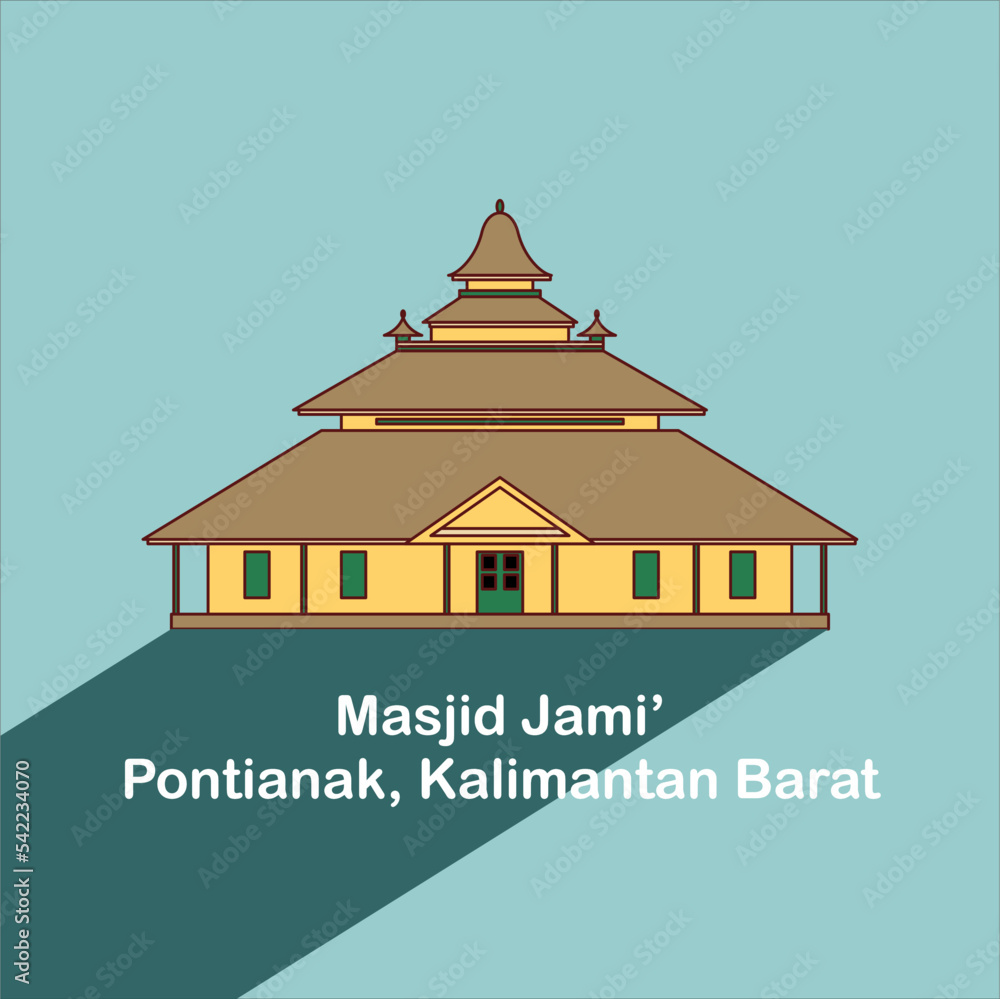 Landmark Jami' Mosque (masjid), Pontianak, Kalimantan barat in a simple ...