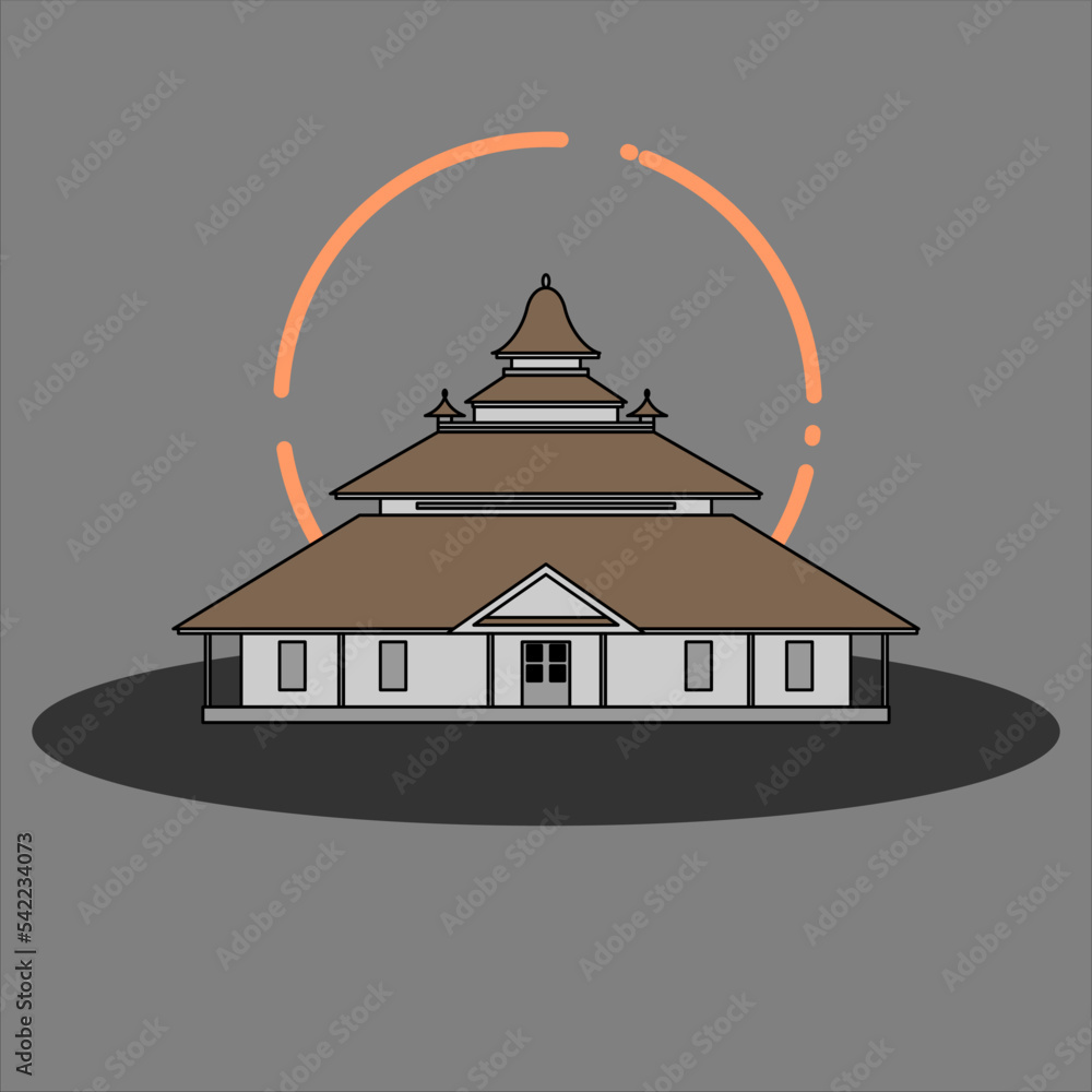Landmark Jami' Mosque (masjid), Pontianak, Kalimantan barat in a simple ...