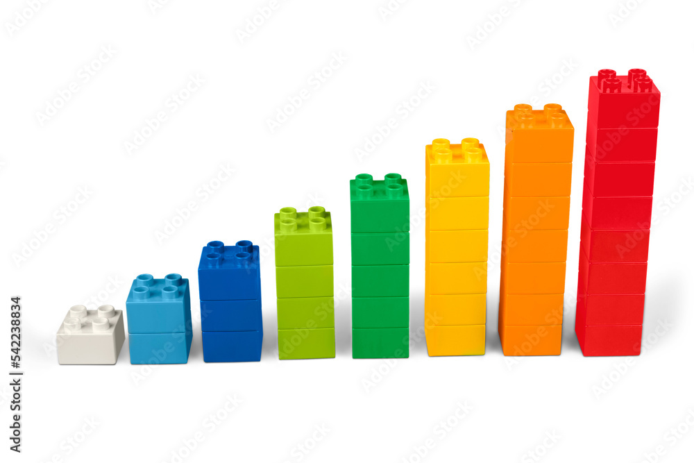 Toy blocks as increasing graph bar, infographic diagram, chart Stock ...