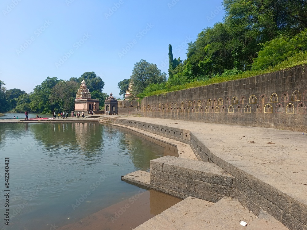 Wai, Maharashtra, India, 30 October 2022, Temple on Krishna Ghat, Bank ...
