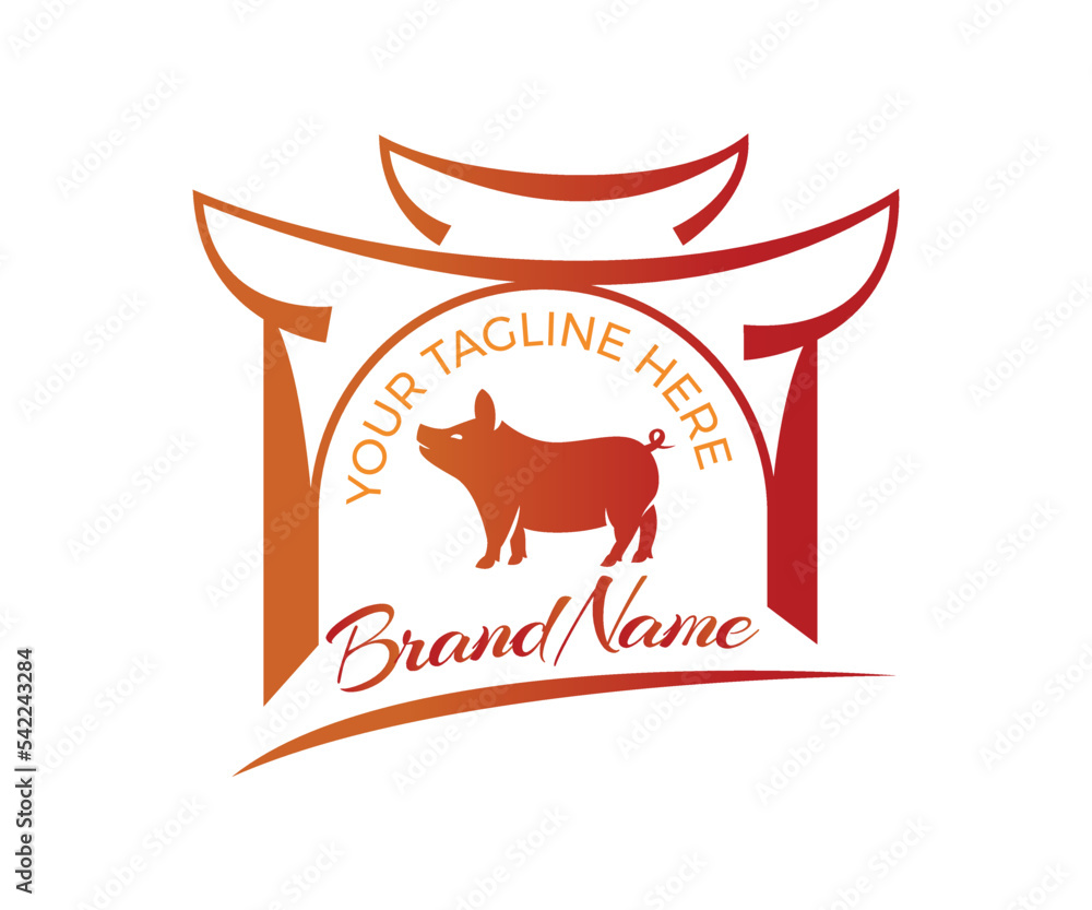Pig logo design. Abstract logo with pig and gate elements. Livestock ...