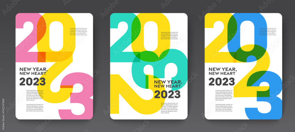 Go to the future 2023 concept, Happy New Year set. Templates with ...