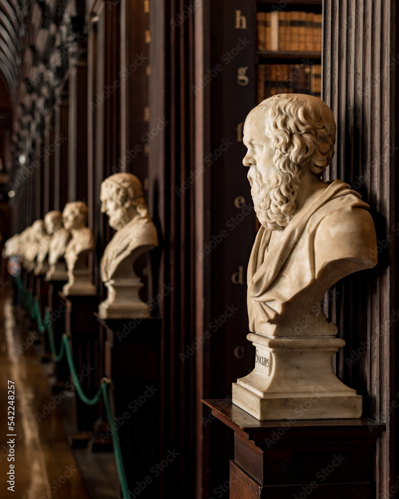 Bust of Socrates in Long Room of Trinity College Old Library in Dublin ...