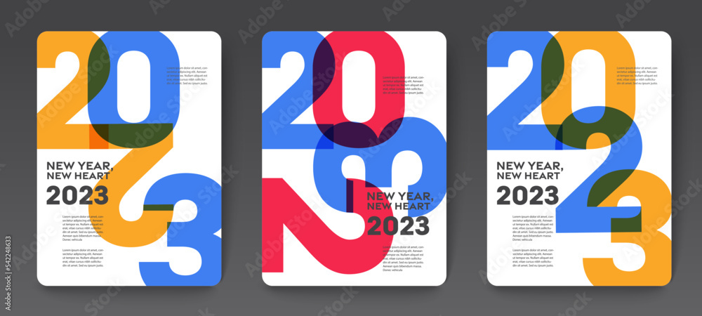 Go to the future 2023 concept, Happy New Year set. Templates with ...