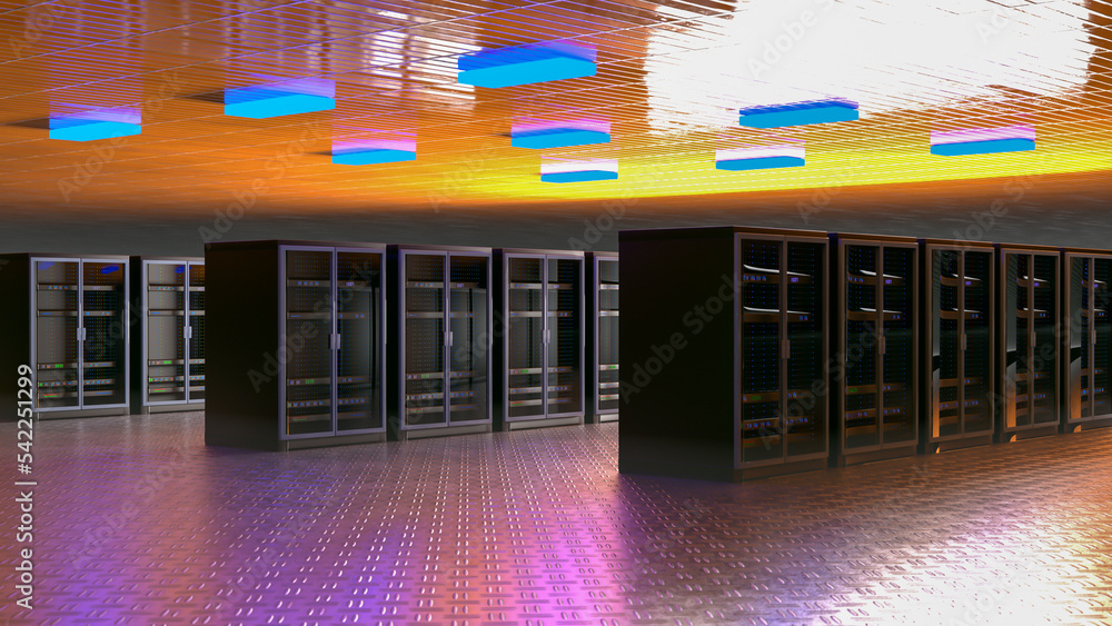 Server room. Server data center. Backup, mining, hosting, mainframe ...