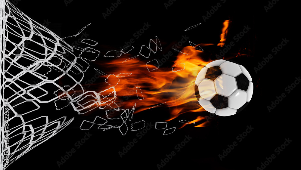 soccer football ball breaking nets qatar flag colors world cup ...