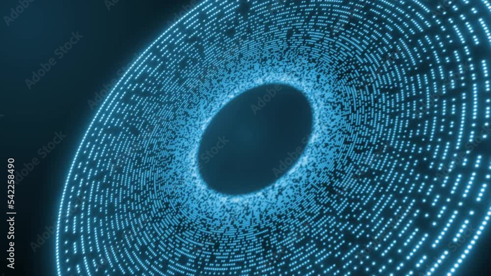 Blue Particle Circle Glowing Particle Circle Moving On Screen High Tech Circle Background