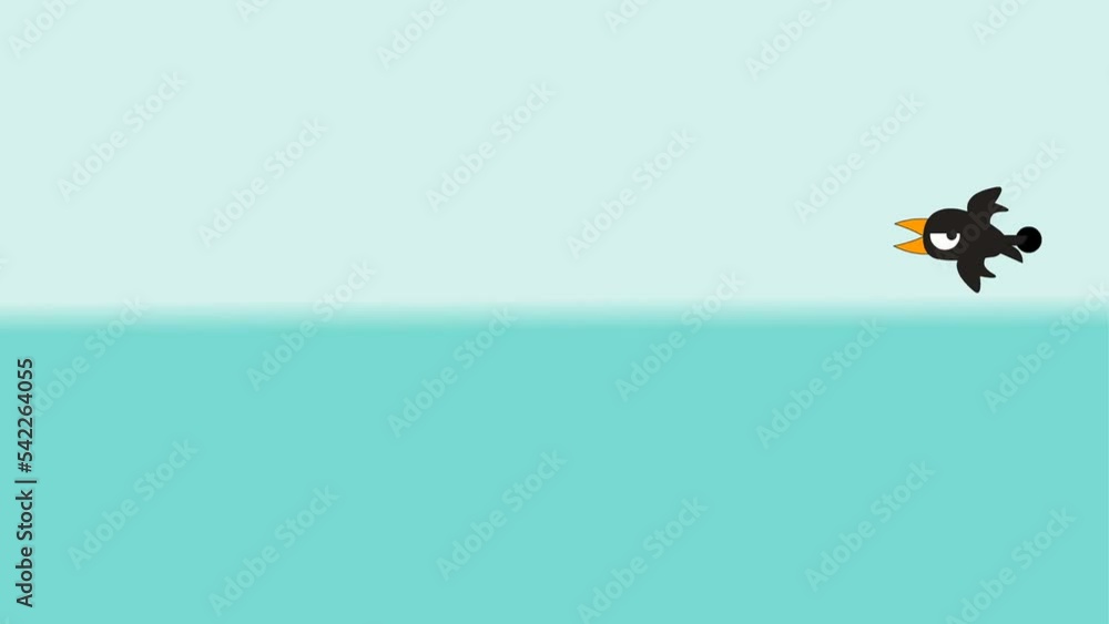cartoon black bird flying effect background and 2d animation, dots ...