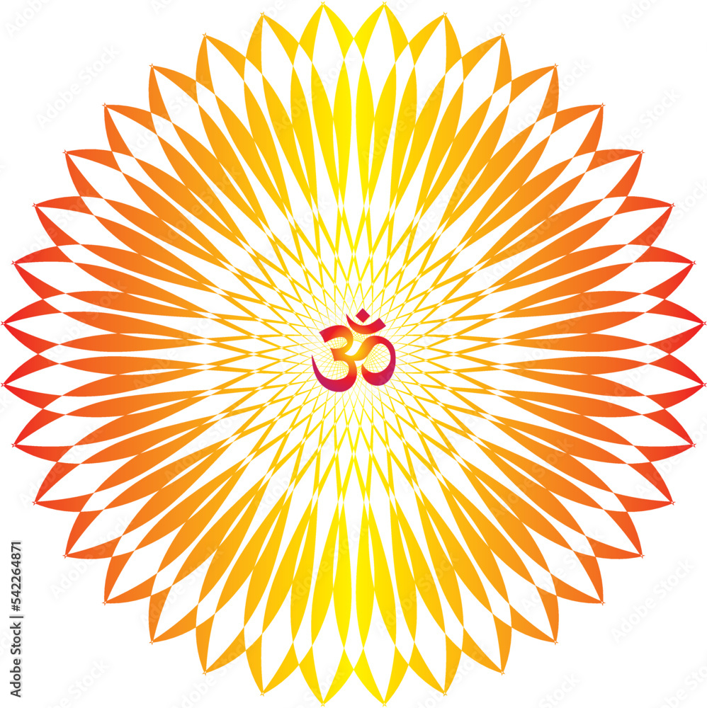 Openwork yellow-orange elegant mandala on a white background. The sign ...