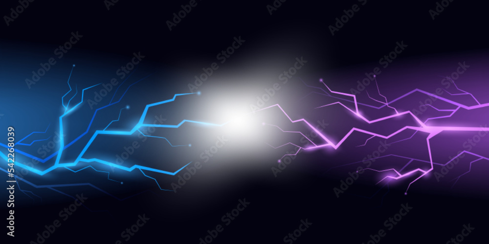 Thunderbolt Background Blue Lightning Effect Flash Electric Energy Versus Concept Thunder