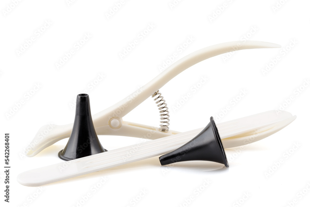 Disposable set of otolaryngologist's tools: medical instruments and ...