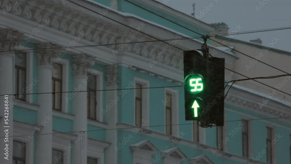 traffic light on a city street replaces the signals red yellow green ...