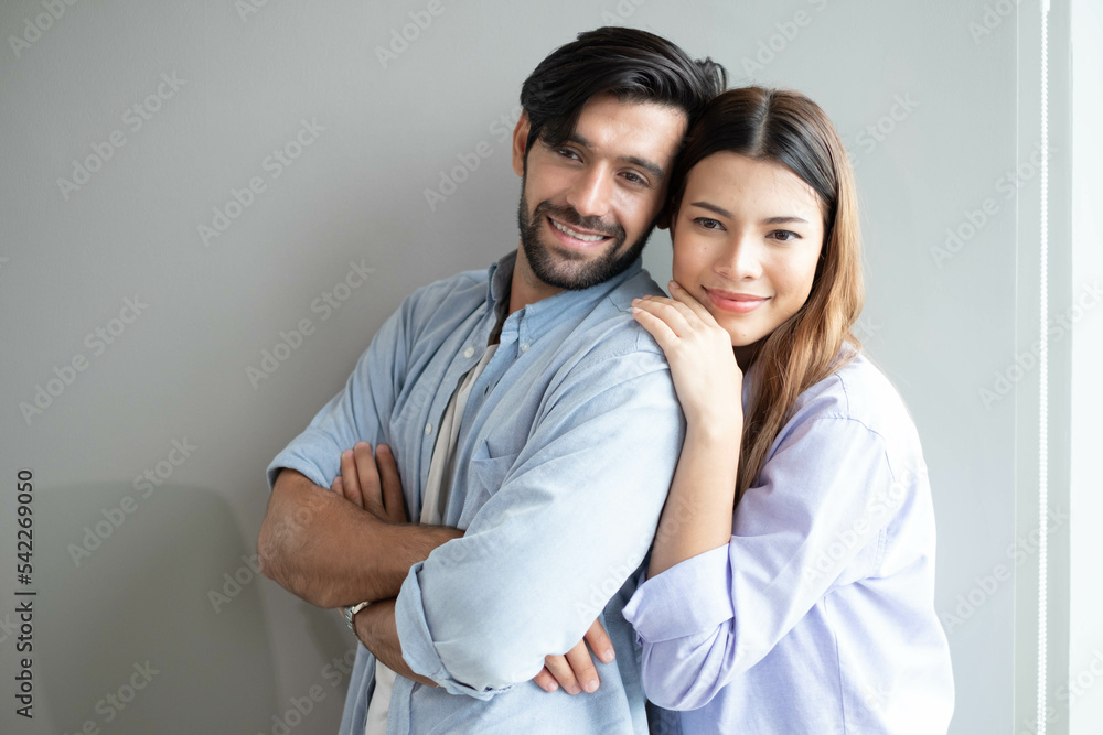 Portrait of Couple different nationality. Portrait lovely fellow ...