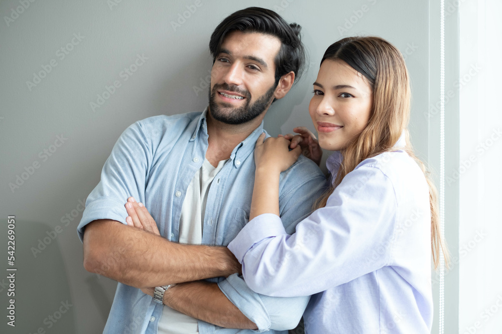 Portrait of Couple different nationality. Portrait lovely fellow ...