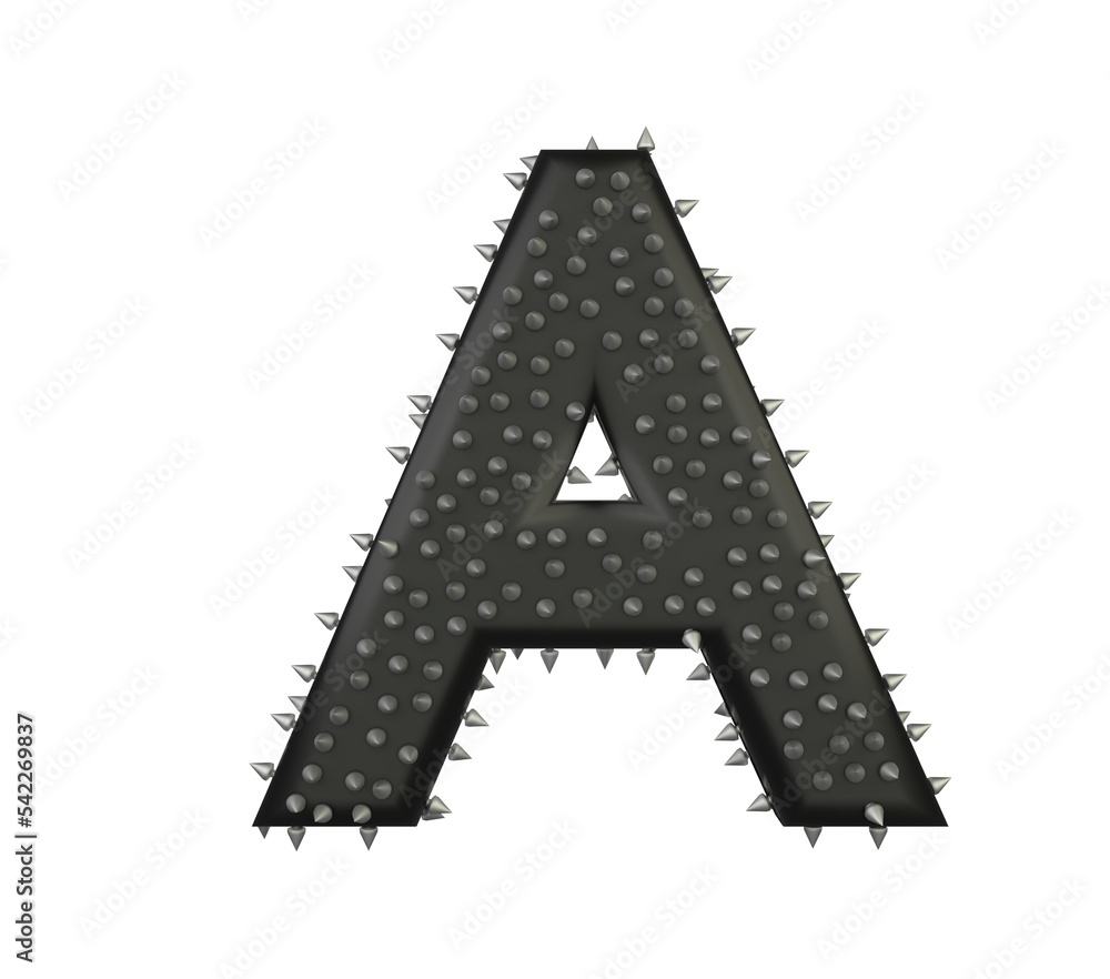 Spike Leather Themed Font Letter A Stock Illustration | Adobe Stock