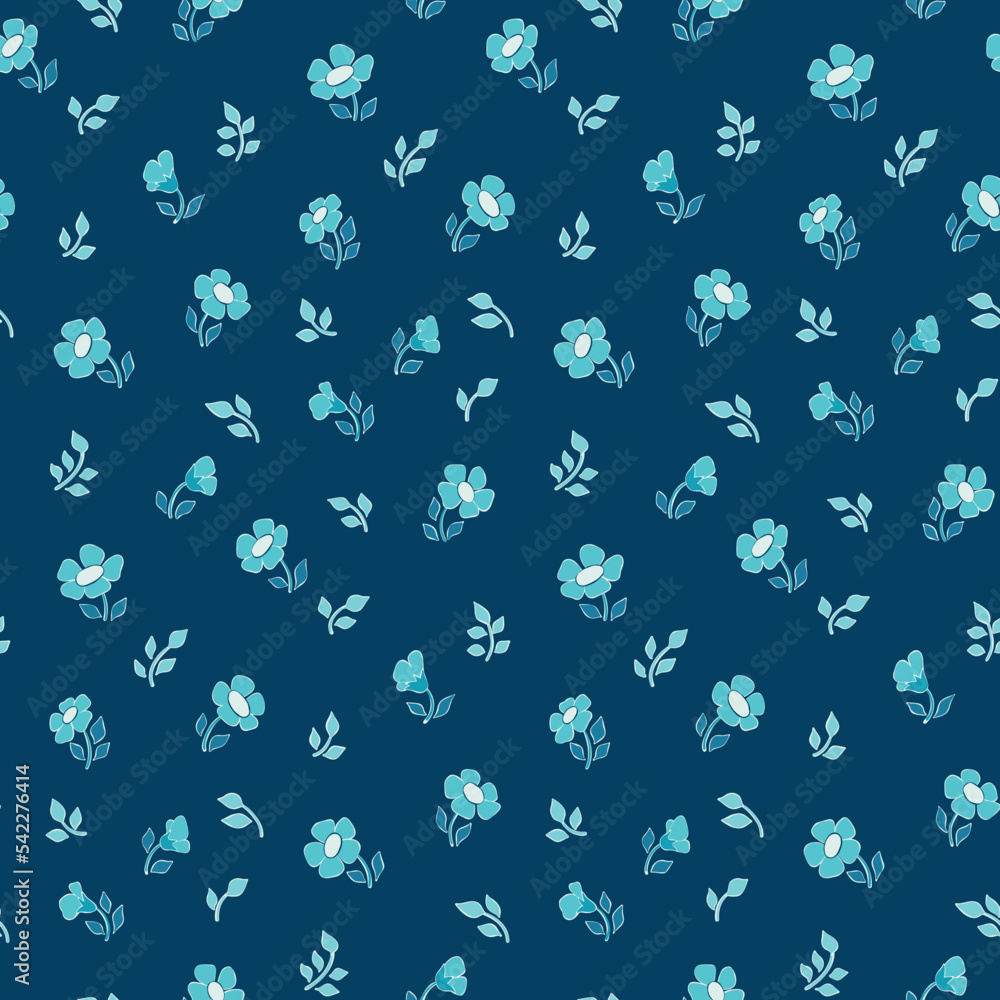 Seamless floral pattern, simple flower background design with small ...