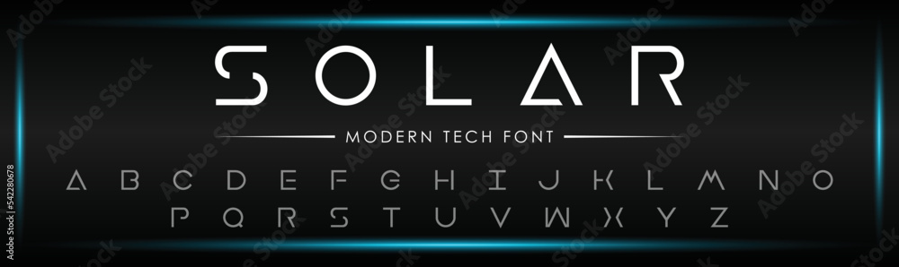 SOLAR original tech and modern font design. creative typeface letter ...