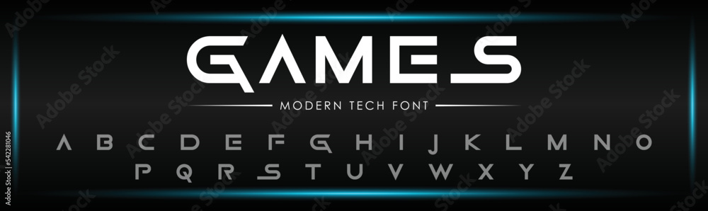 GAMES original tech and modern font design. creative typeface letter ...
