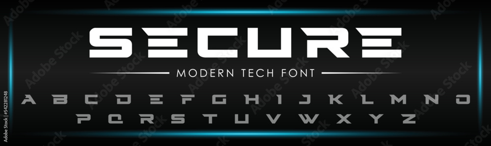 SECURE original tech and modern font design. creative typeface letter ...