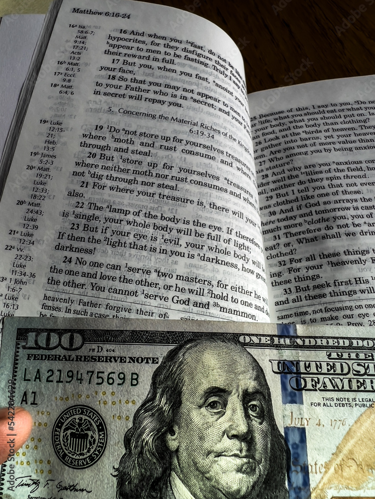Photo & Art Print The Holy Bible in English with a tab from the $ 100 ...