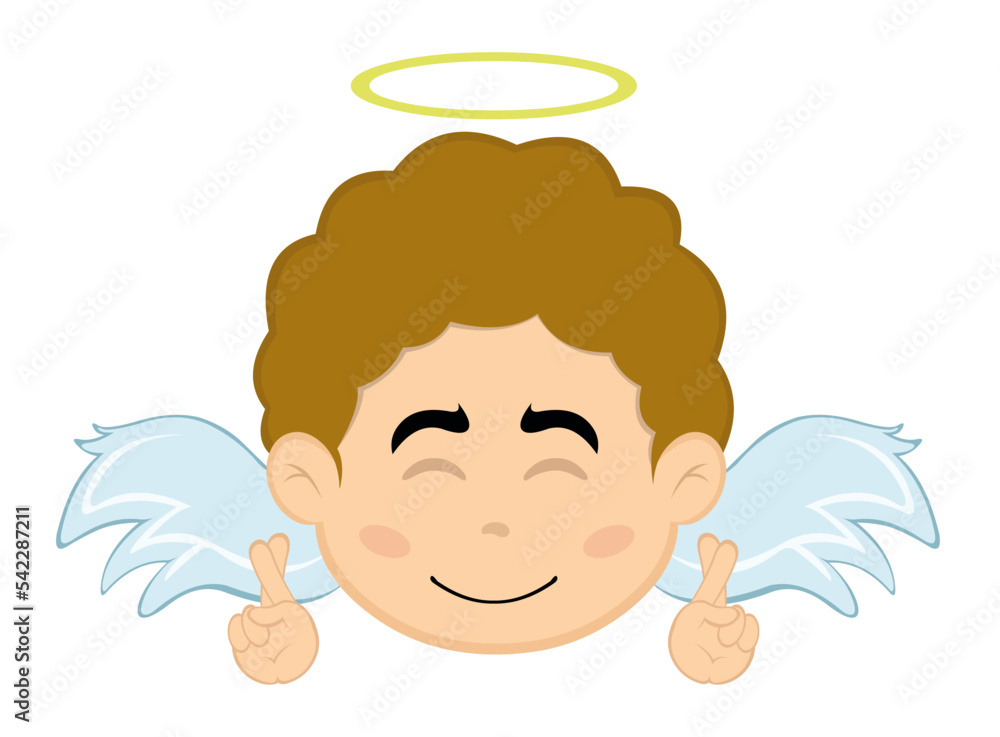Vector illustration of a child angel cartoon with a cheerful expression ...