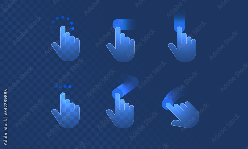 Touch effect of hand gesture in digital futuristic style on transparent ...