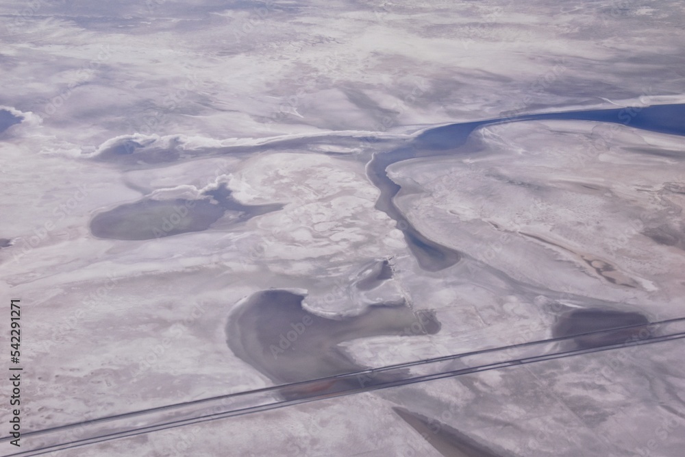 Salt Flats in Utah. Salt Flats Landscape. Blue Sky and Snow-White Salt ...