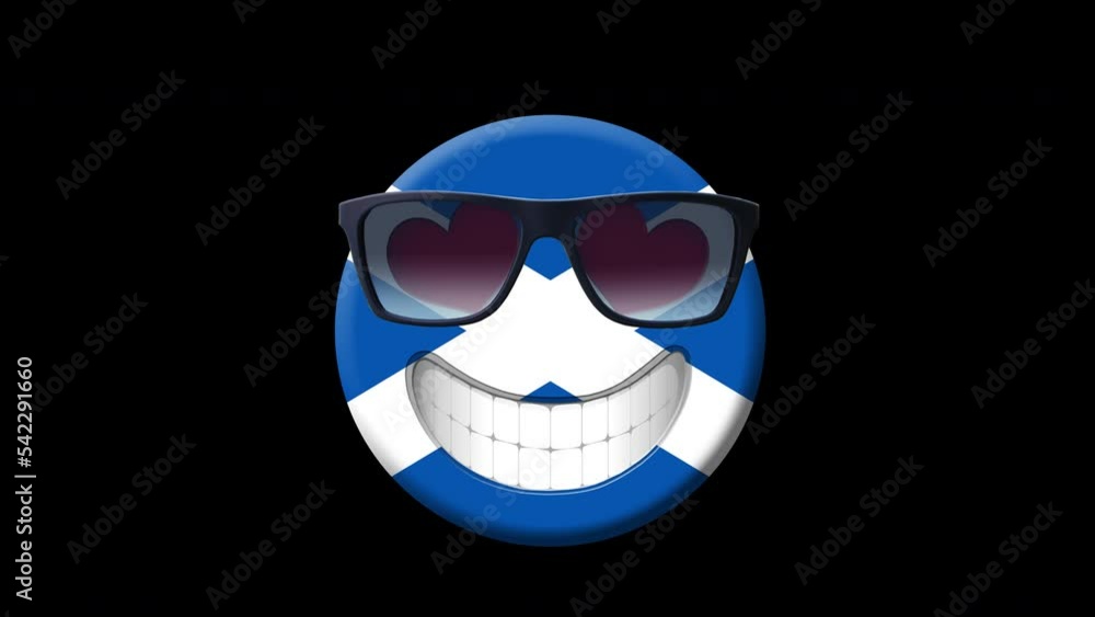 Scotland.Animation of smiling face with scottish flag isolated by the ...