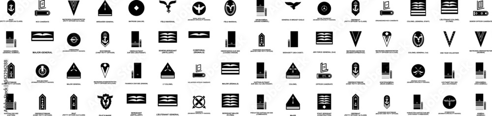 German ranks air forces army navy vector design Stock Vector | Adobe Stock