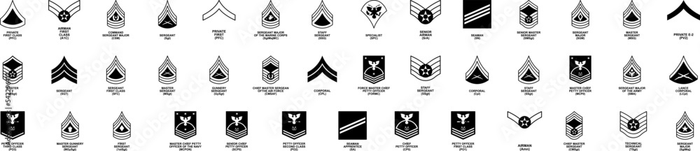 Rank structure usa army marines air force navy vector design Stock ... Rank structure usa army marines air force navy vector design Stock ...
