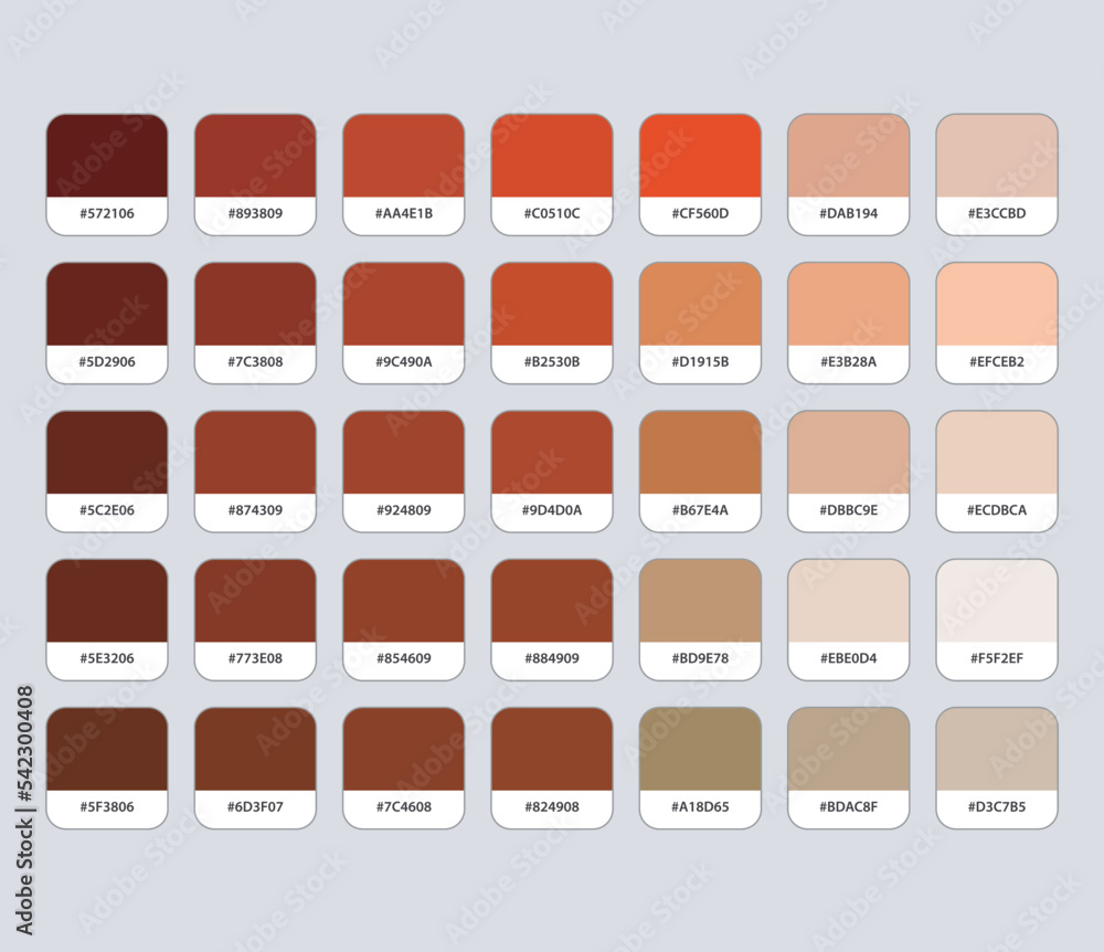 Brown color palette with hex Stock Vector | Adobe Stock