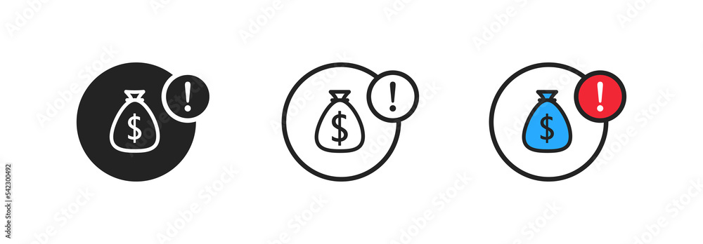 Financial crisis icon on white background. Money loss. Cost decrease ...