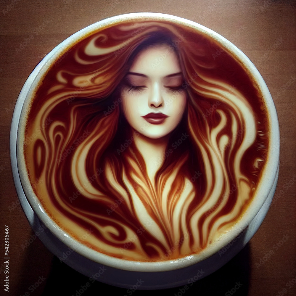 Beautiful Woman Latte Art | Created Using Midjourney and Photoshop ...