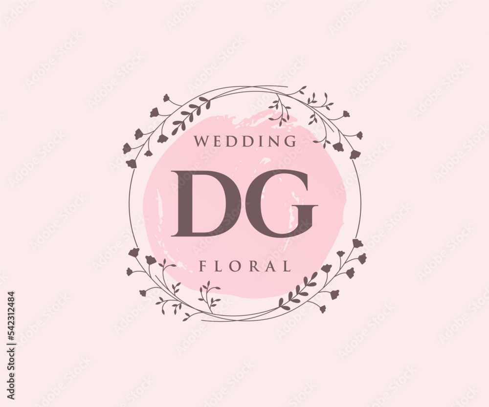 Vetor de DG Initials letter Wedding monogram logos template, hand drawn ...