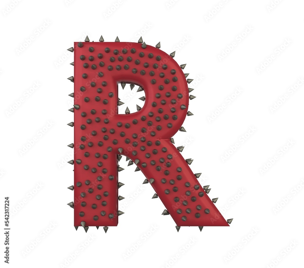 Red Spike Leather Themed Font Letter R Stock Illustration | Adobe Stock