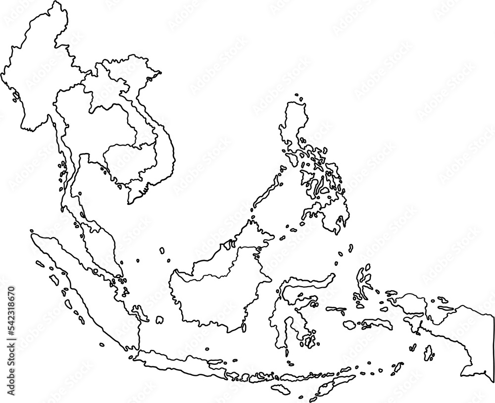 doodle freehand drawing of south east asia map. Stock Illustration ...