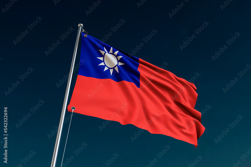 BANDERA DE TAIWAN EN MASTIL RENDER 3D Stock Illustration | Adobe Stock