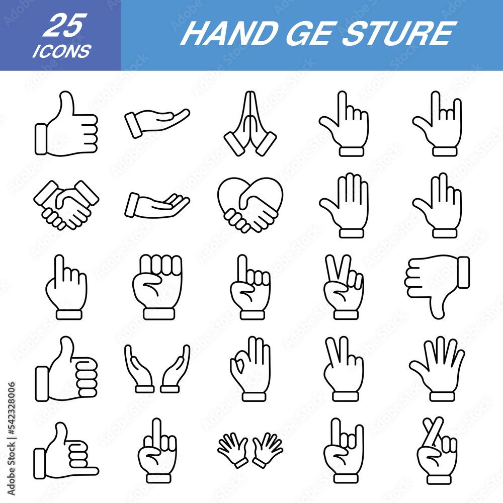 Hand Gesture Icon, Icon Set, Collection, Icons Logo Design Vector ...