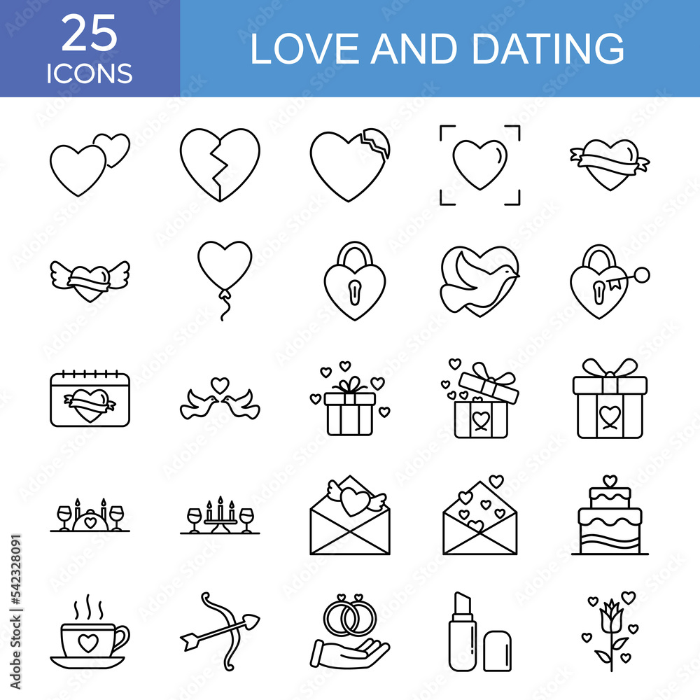 Love And Dating, Couple Icon Set, Icons Collection Logo Design Vector ...