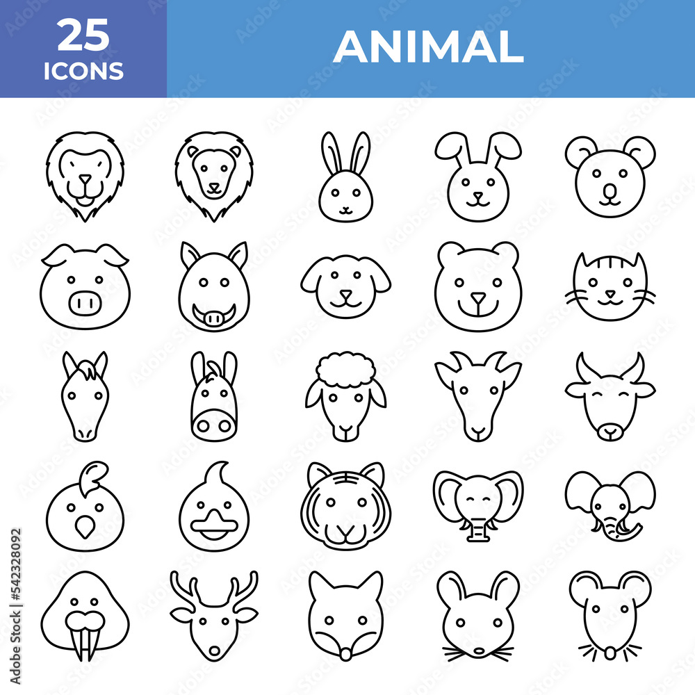 Animal And Wildlife, Animal Face, Icon, Icon Set, Collection, Icons ...