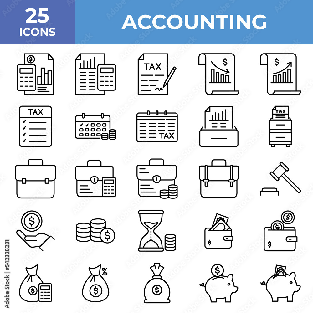 Accounting Icon Set, Icons Logo Design Vector Template Illustration ...