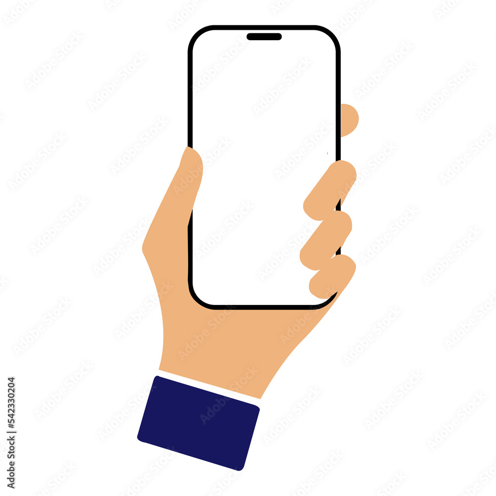 iPhone mockup, hand holding smartphone mockup template with blank white ...