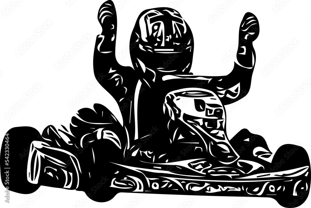 Go karting player vector illustration, go kart race sketch drawing, go ...