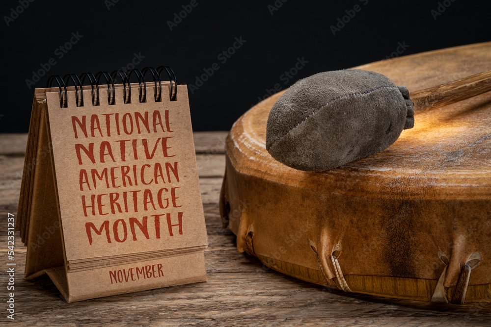 November - National Native American Heritage Month, handwriting in a ...