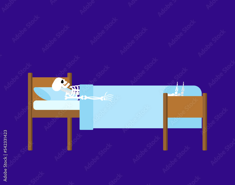 Skeleton sleeping in bed. Vector illustration Stock Vector | Adobe Stock